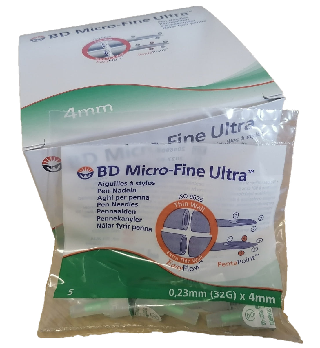 BD Micro-Fine Plus Pen Needles 0.23mm (32G) x 4mm - Box of 20 x 5 (Ref ...