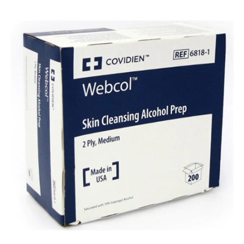 Webcol Skin Cleansing Alcohol Prep Swabs 70% Isopropyl Alcohol - Box o ...