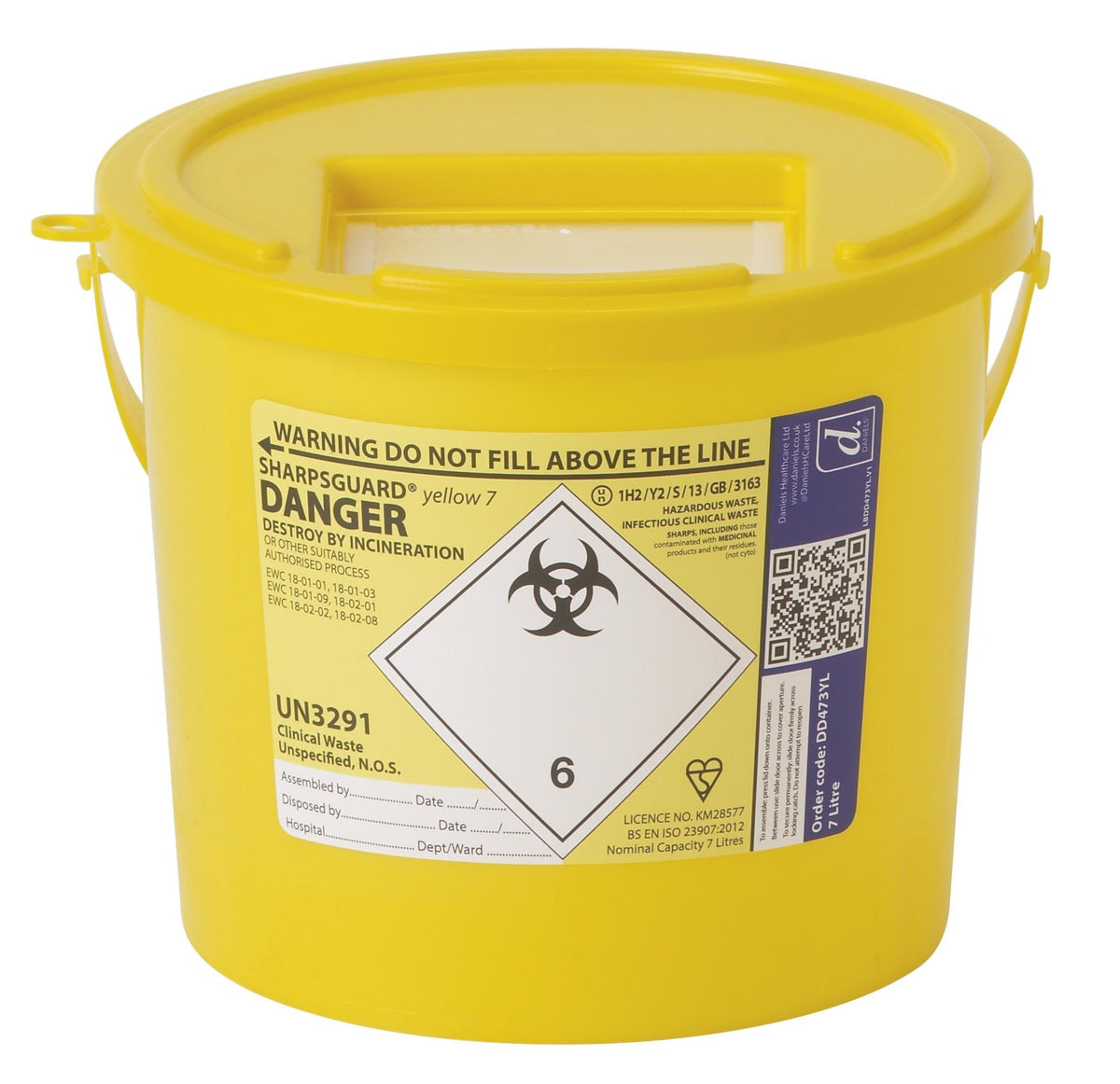 Sharpsguard Yellow Lid Container 7 Litres (Ref: DD473YL) – All Day ...