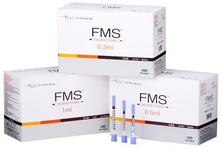 FMS Fine Micro 1ml Syringe 8mm (32G) - Box of 100 – All Day Aesthetics ...
